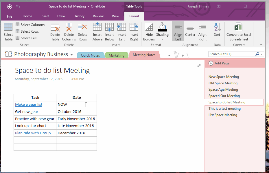 Leveraging OneNote Using Tables In Your Notes Petri IT Knowledgebase