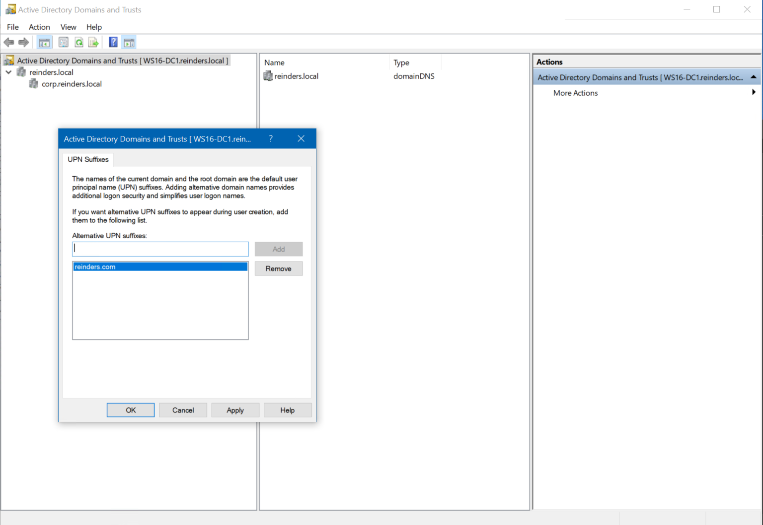 Using the Active Directory Domains and Trusts snap-in to add UPN suffixes… (Image Credit: Petri ...