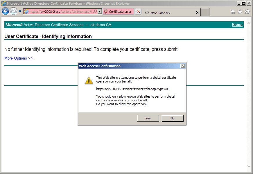 Enable HTTPS Certificate Authority For Web Enrollment