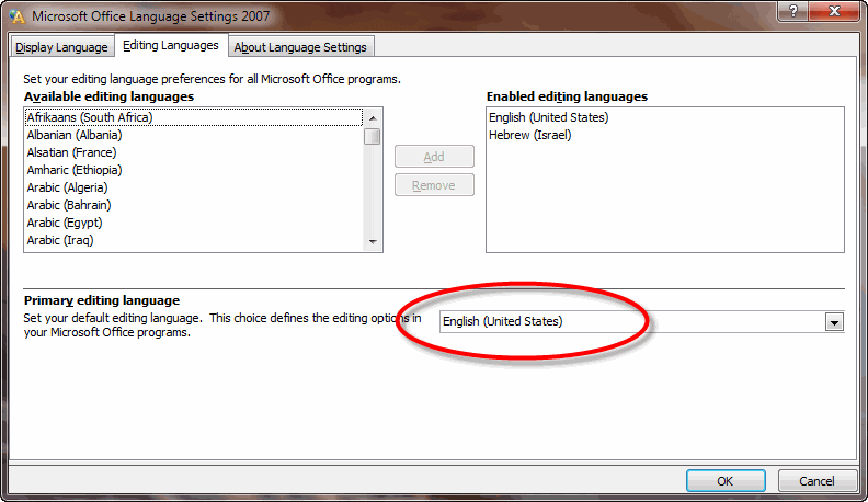 Changing Text Email Display Direction in Outlook 2007