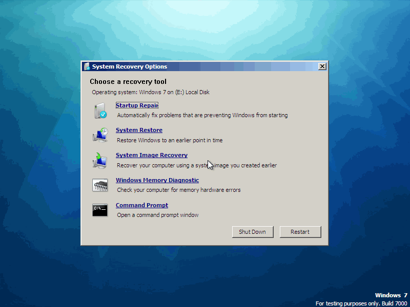 Windows 7 System Restore from Backup Image